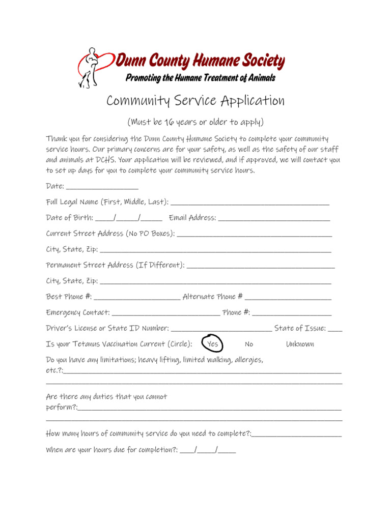 Community Service Application | PDF | Justice | Crime & Violence