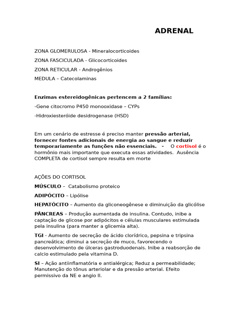 RESUMO P2 FISIO (4) | PDF | Cortisol | Hormônio luteinizante