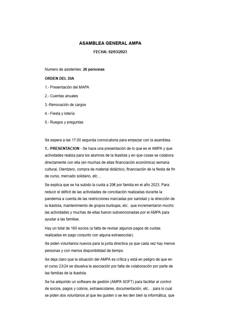 Asamblea Ampa | PDF