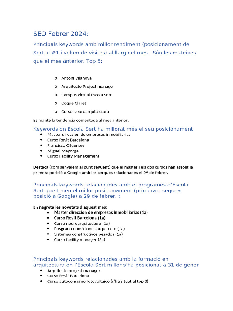 Informe SEO Febrer 2024 | PDF