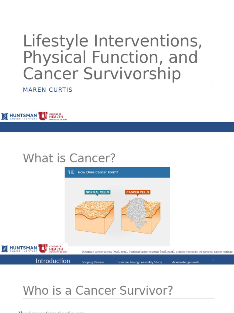 Lifestyle Interventions, Physical Function, And Cancer Second Draft 04. ...