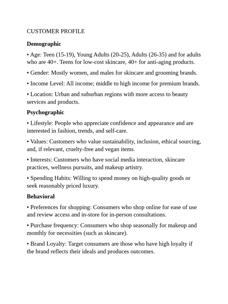 Customer Profile | PDF