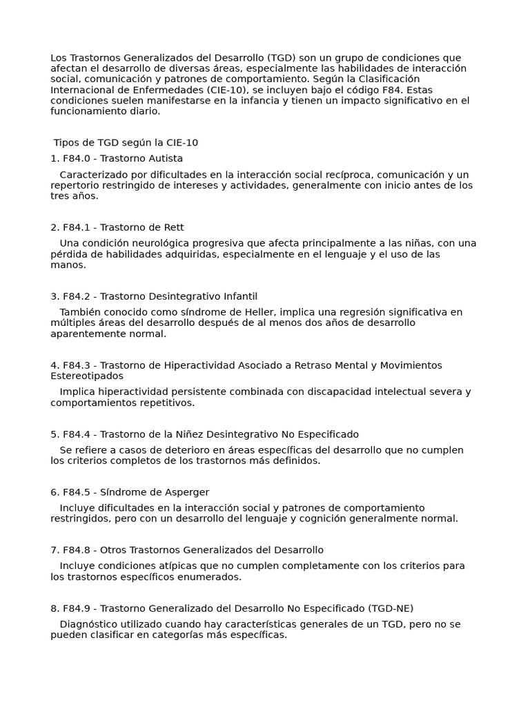 Los Trastornos Generalizados del Desarrollo CIE 11 | PDF | Espectro autista | Trastornos ...