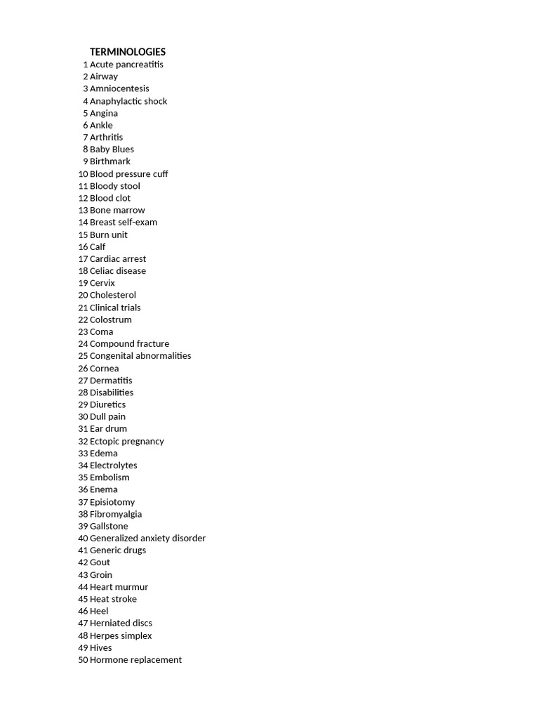 Terminologies + Acronyms | PDF