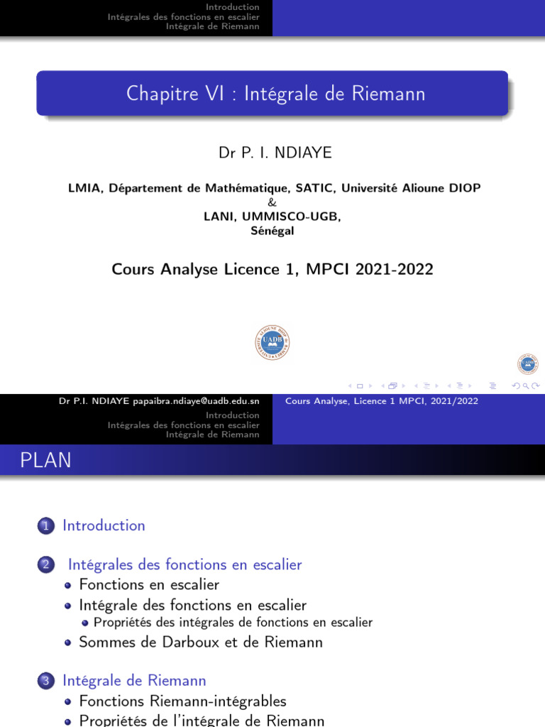 Intégrales de Riemann et Fonctions Escaliers | PDF | Intégral | Objets ...