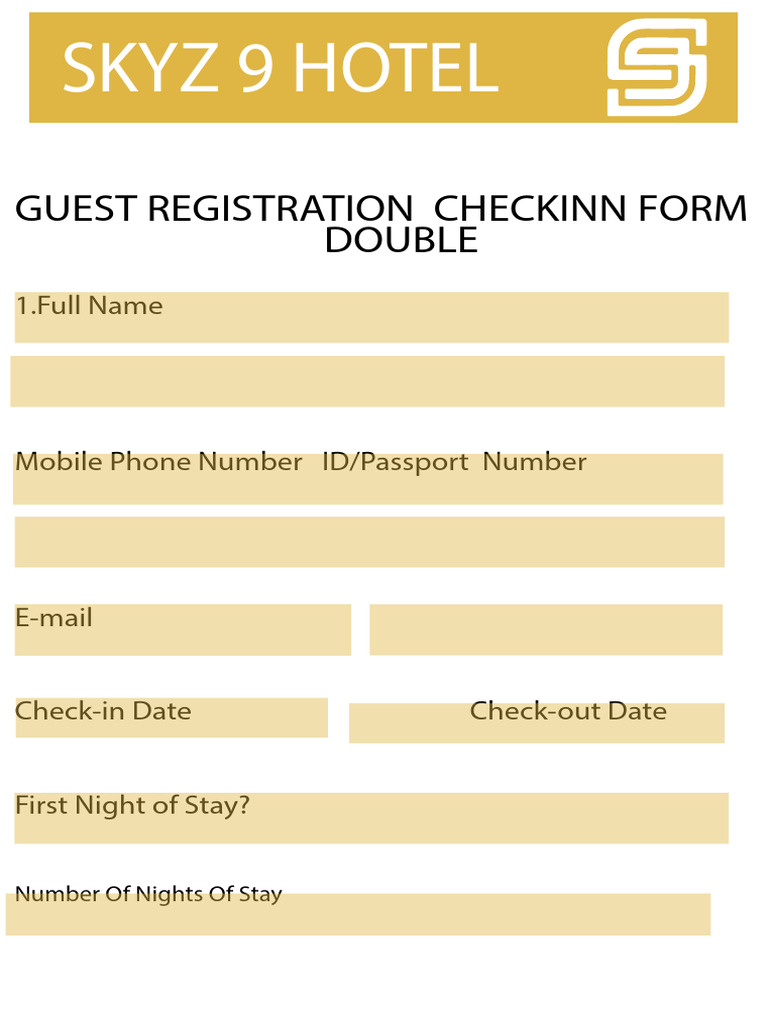 Hotel Guest Registration Frm3 | PDF