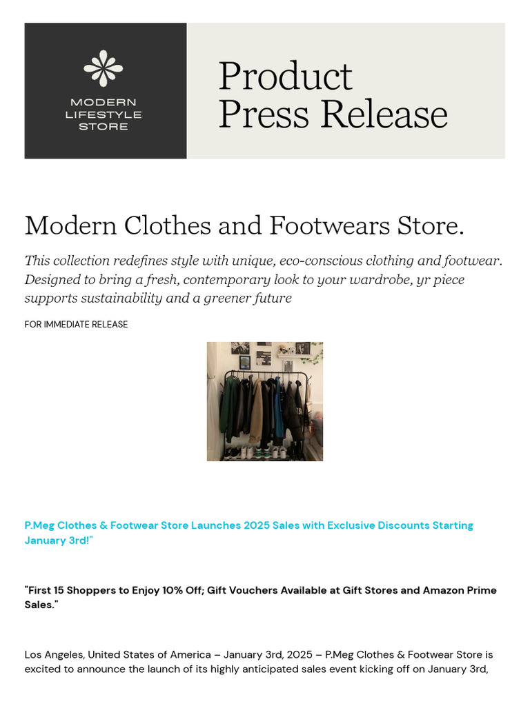 Product Press Release | PDF | Clothing | Fashion