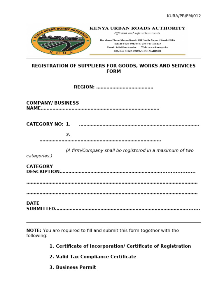 Updated Registration of Suppliers Form Final | PDF