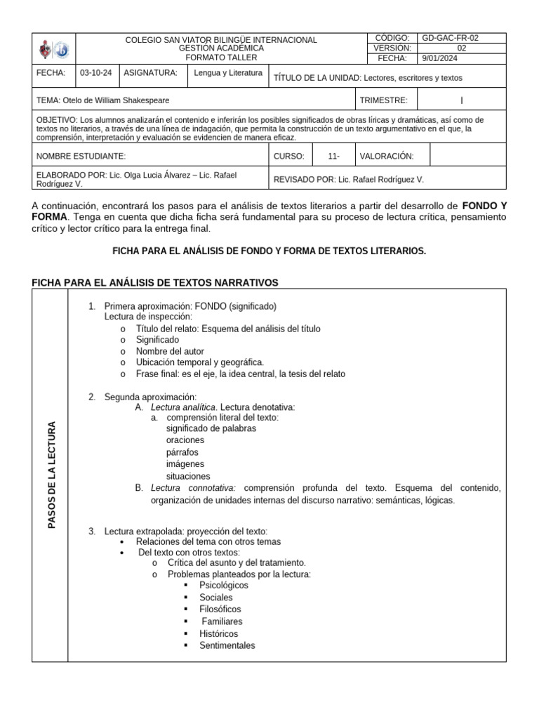 Fichas de Análisis Obras | PDF | Narración