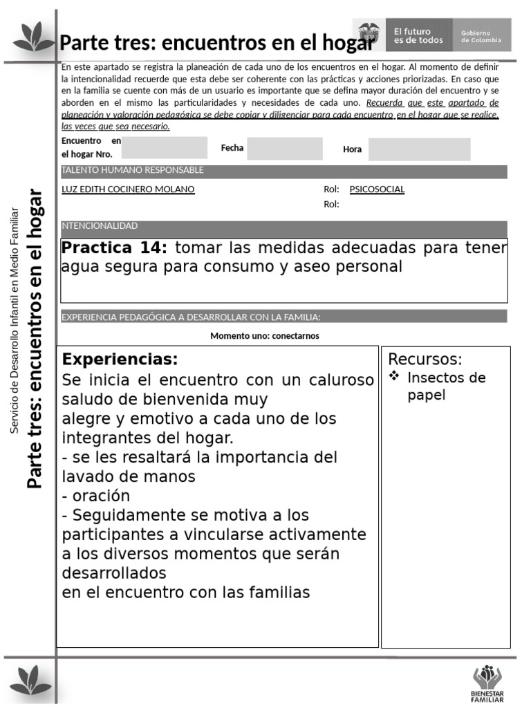 Encuentros en el Hogar: Desarrollo Familiar | PDF | Agua