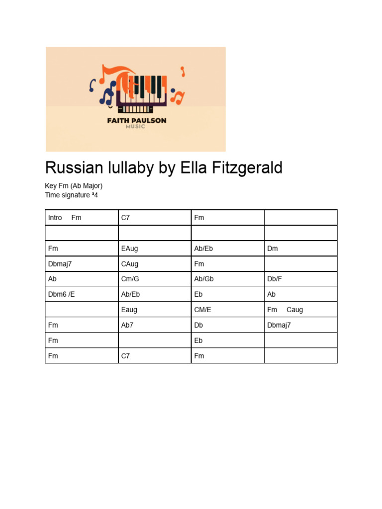 Russian Lullaby by Ella Fitzgerald | PDF