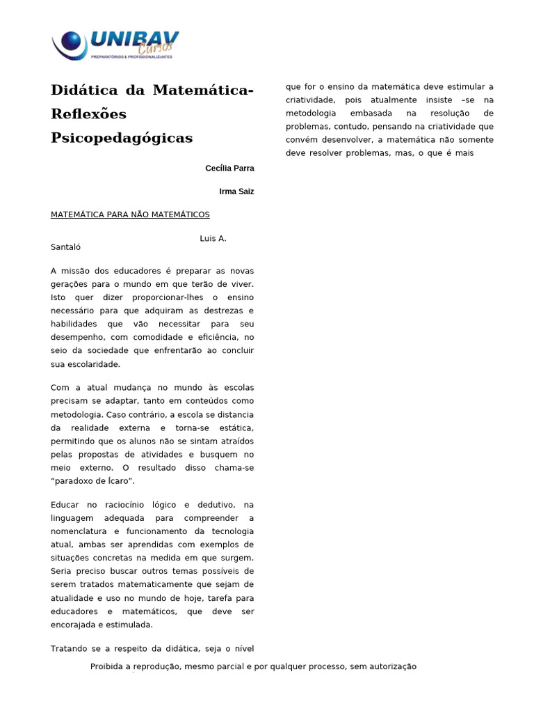 Didatica Da Matematica Resumo | PDF | Aprendizado | Geometria