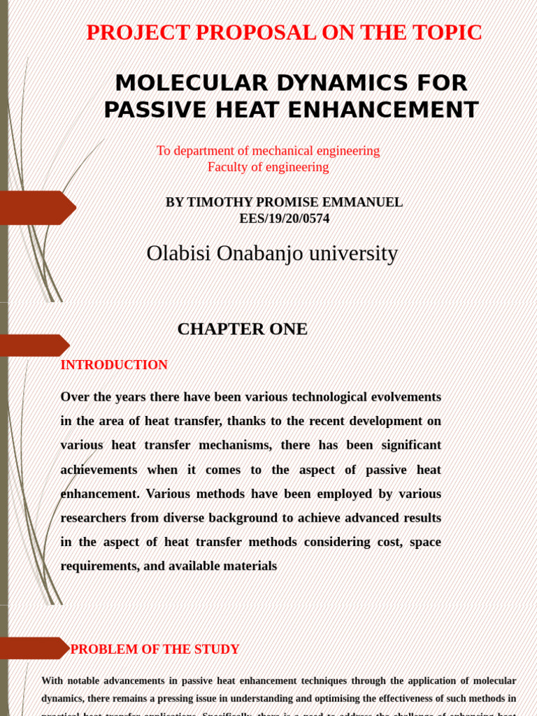 Timohy Promise Project Proposal | PDF | Heat Transfer | Molecules