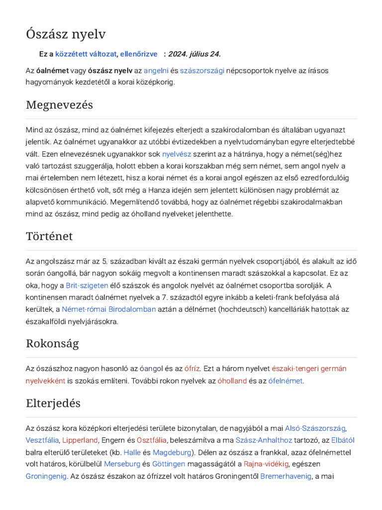 Ószász Nyelv | PDF