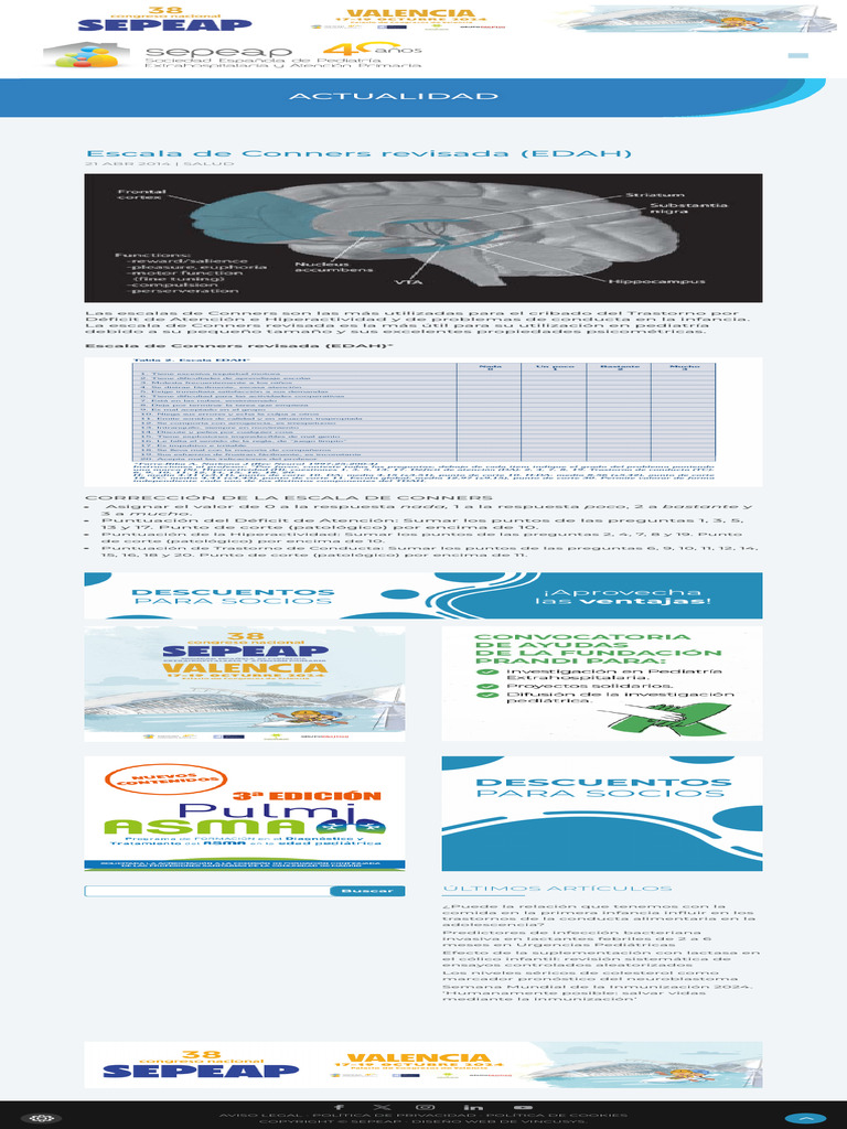 Escala de Conners Revisada (EDAH) - SEPEAP | PDF | Desorden hiperactivo ...