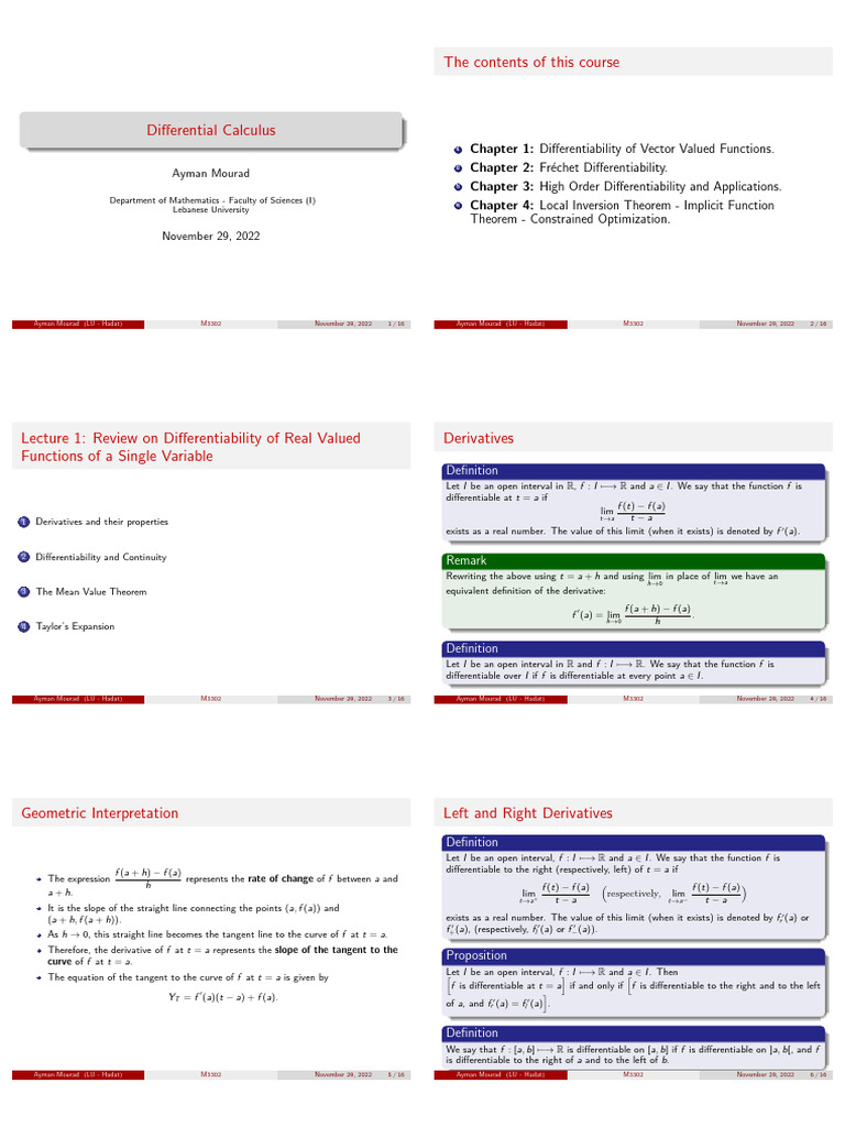 Chap0 Students | PDF | Derivative | Function (Mathematics)