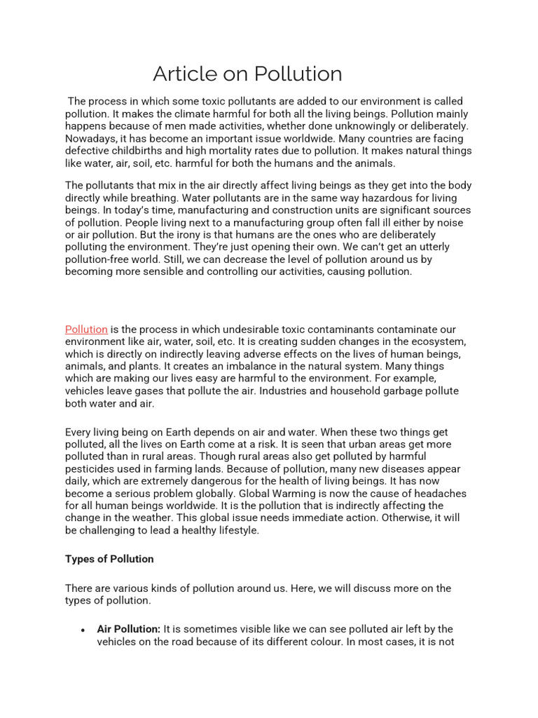 Understanding Pollution and Its Impact | PDF | Pollution | Water Pollution