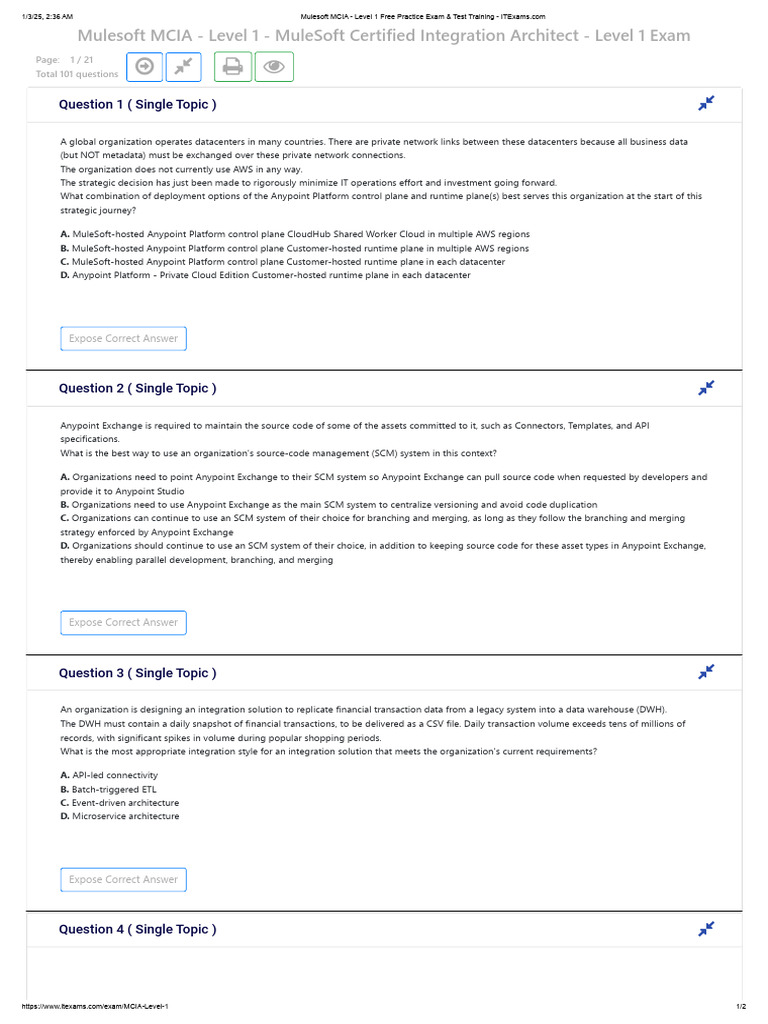 MuleSoft Certified Integration Architect - Level 1 | PDF | Version ...