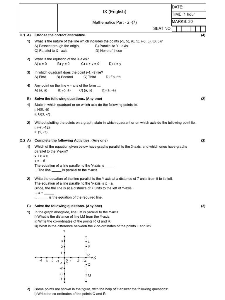 07 Co Ordinate Geometry 20 Marks QP | PDF | Cartesian Coordinate System ...