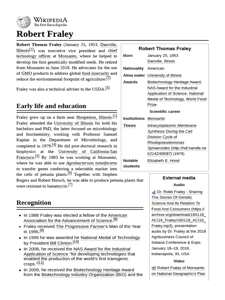 Robert_Fraley | PDF | Biology | Life Sciences