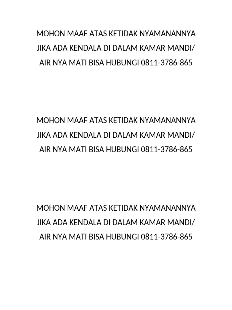 Mohon Maaf Air Mati | PDF