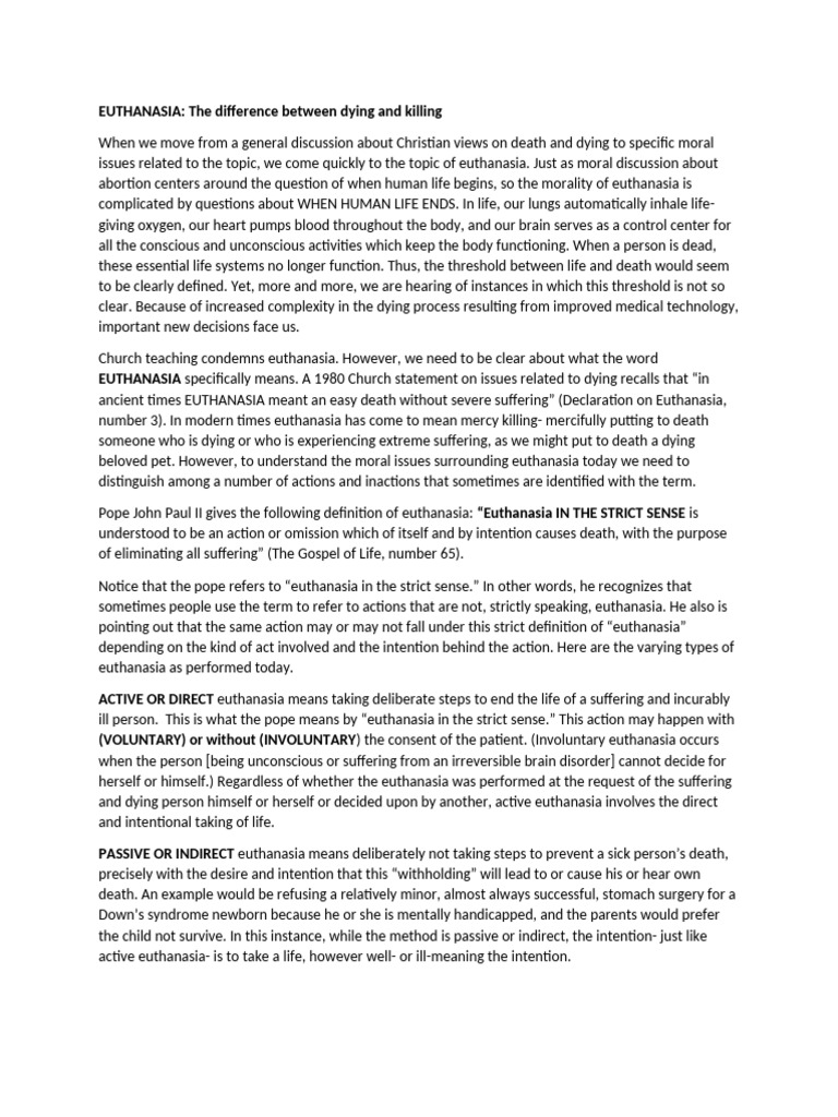 Euthanasia Packet | PDF | Hospice | Intention