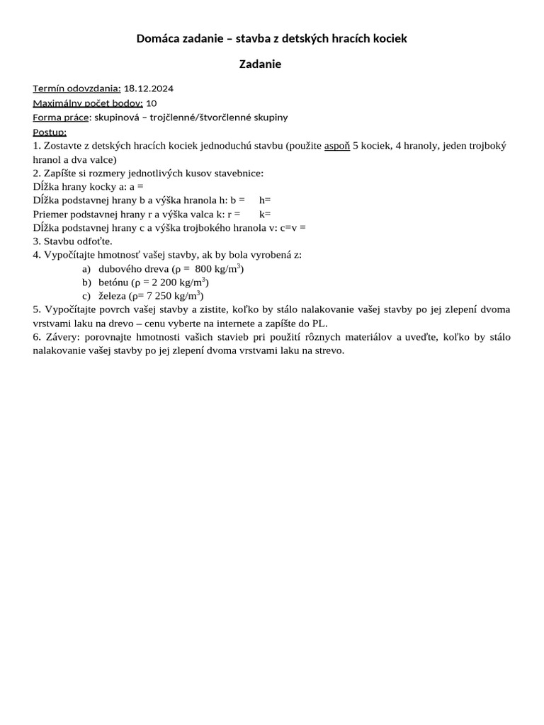 Domáce Zadanie - Projekt Stereometria | PDF