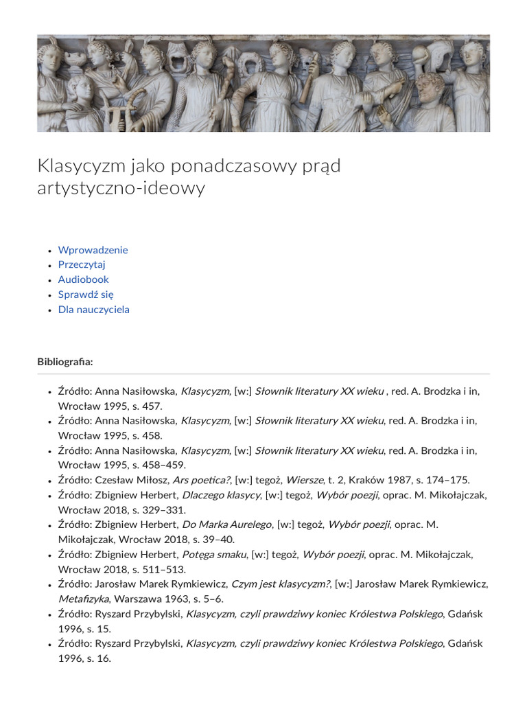 Klasycyzm Jako Ponadczasowy Prad Artystycznoideowy | PDF