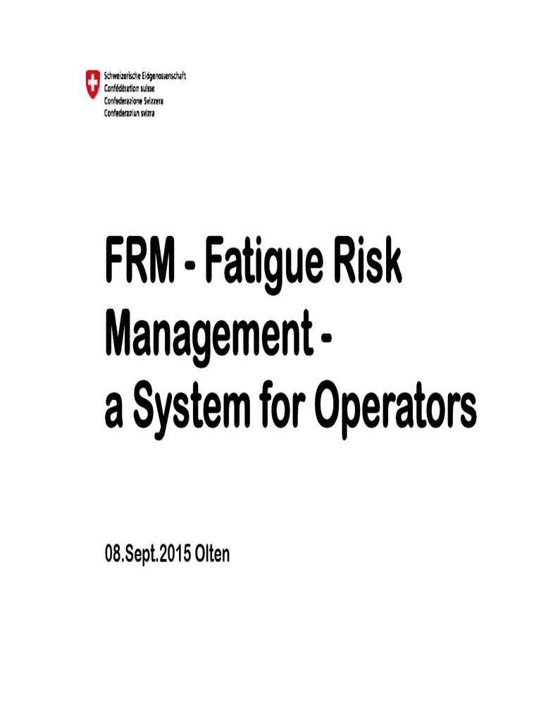 FRM - Fatigue Risk Management - A System For Operators | PDF | Risk | Risk Assessment