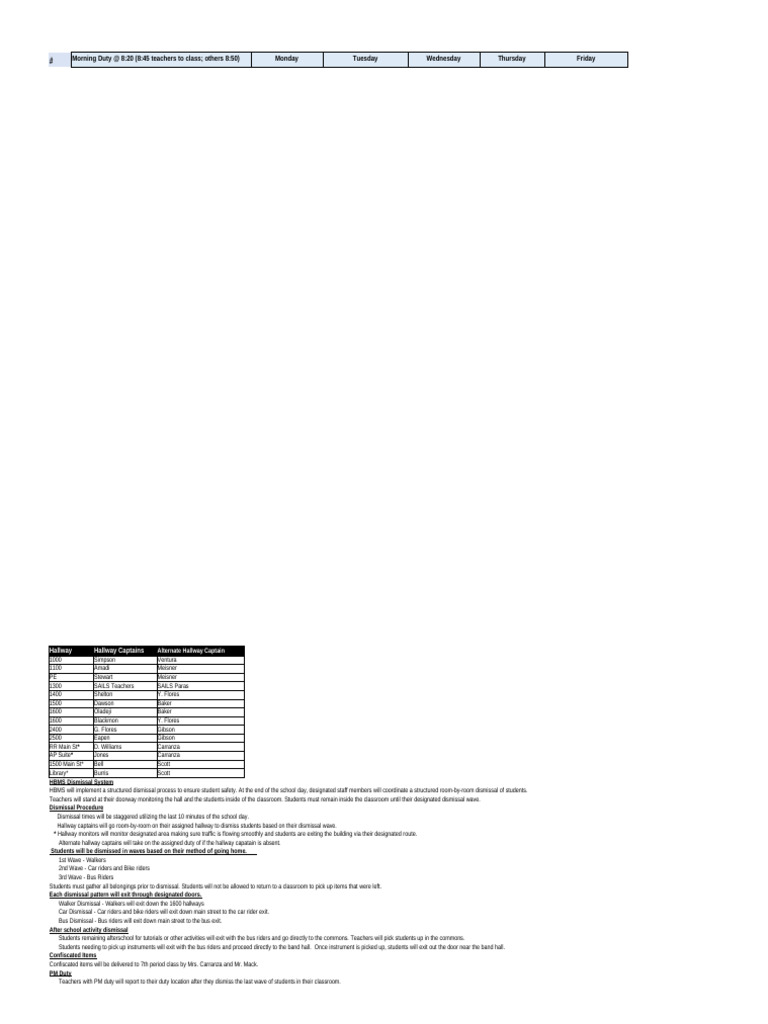 HBMS+Duty+Schedule+23 24 | PDF