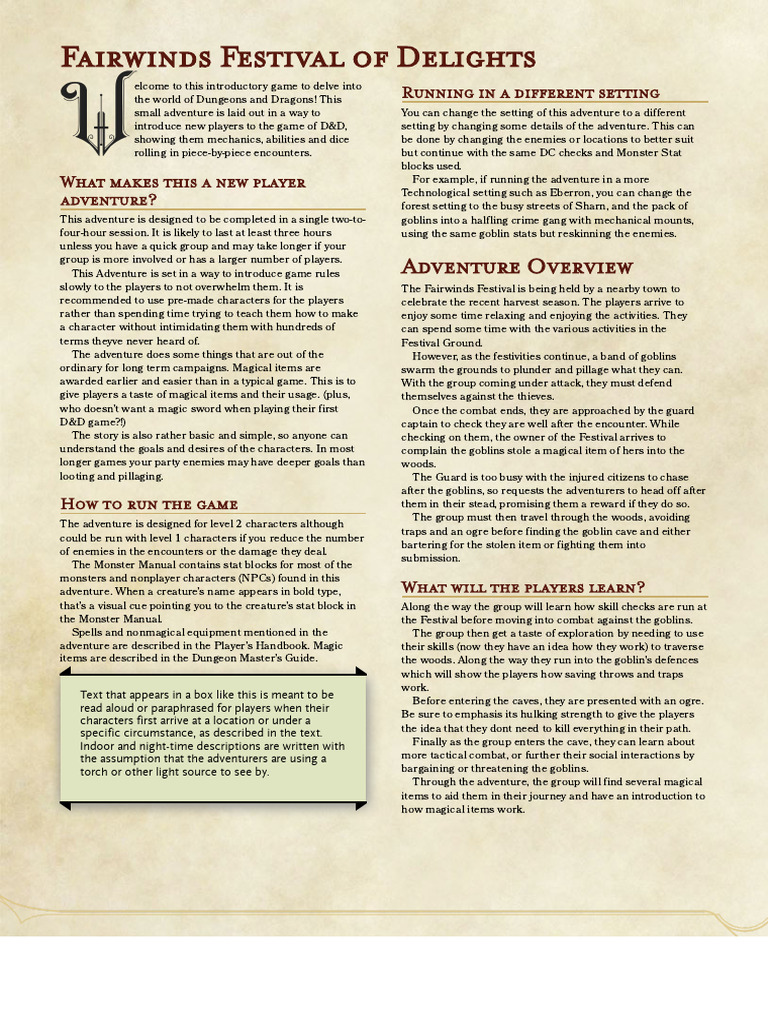 1239915-Fairwinds Festival of Delights - The Homebrewery | PDF | Dungeons & Dragons