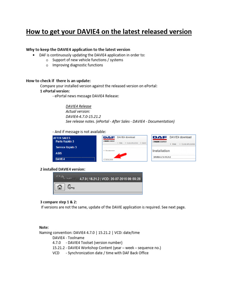 How To Get Your DAVIE4 On The Latest Released Version | PDF