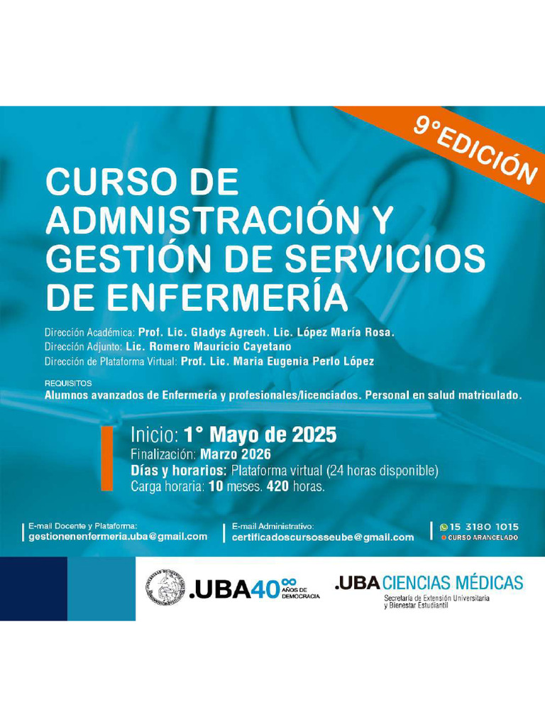 CURSO DE ADMINISTRACION Y GESTION DE SERVICIOS DE ENFERMERIA 2025-2026 ... CURSO DE ADMINISTRACION Y GESTION DE SERVICIOS DE ENFERMERIA 2025-2026 ...