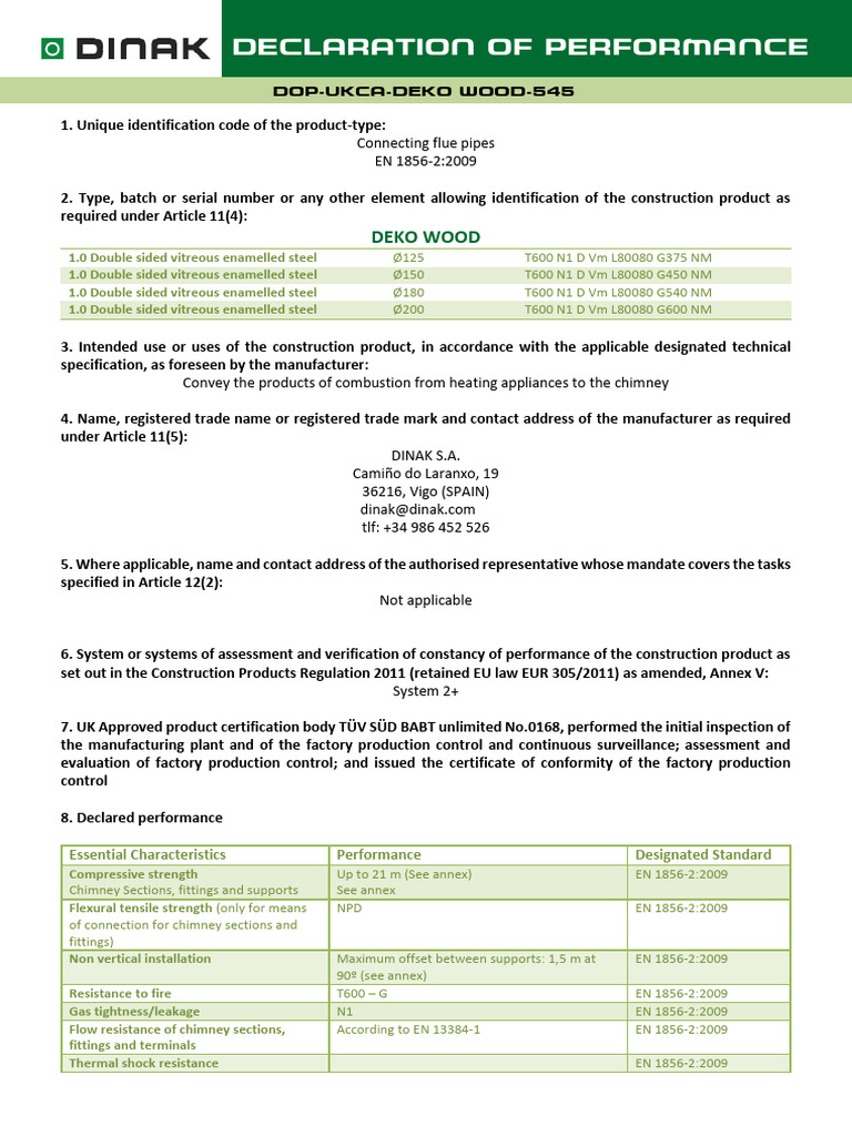 DOP UKCA gama Deko Leña | PDF | Building Engineering | Materials