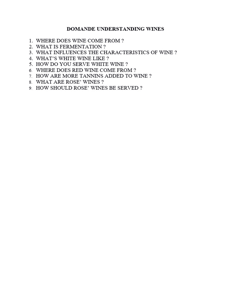 Understanding Wine: Types and Serving Tips | PDF