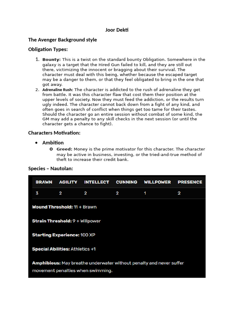 Joor Dekti - Star Wars EoTE Character | PDF | Jedi