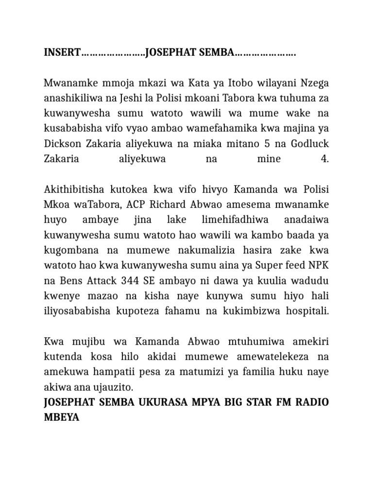 Insert ..Josephat Semba | PDF