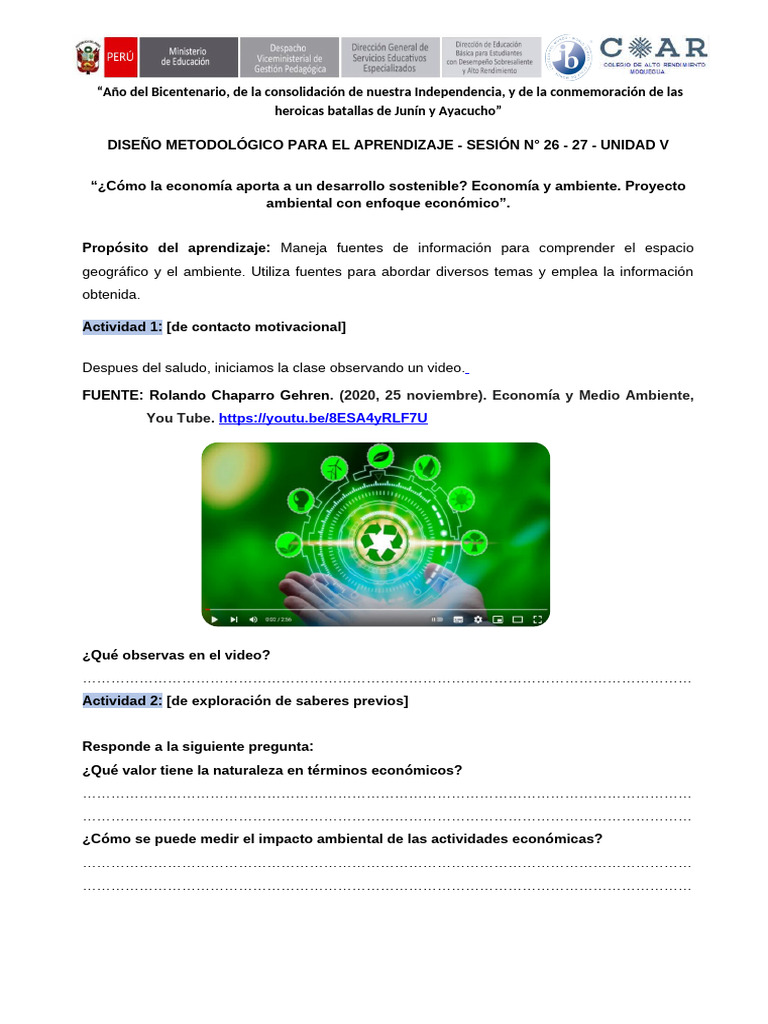 DMpA #26-27 - 3RO - Economia y Ambiente - Proyecto Ambiental | PDF | Sustentabilidad | Contaminación