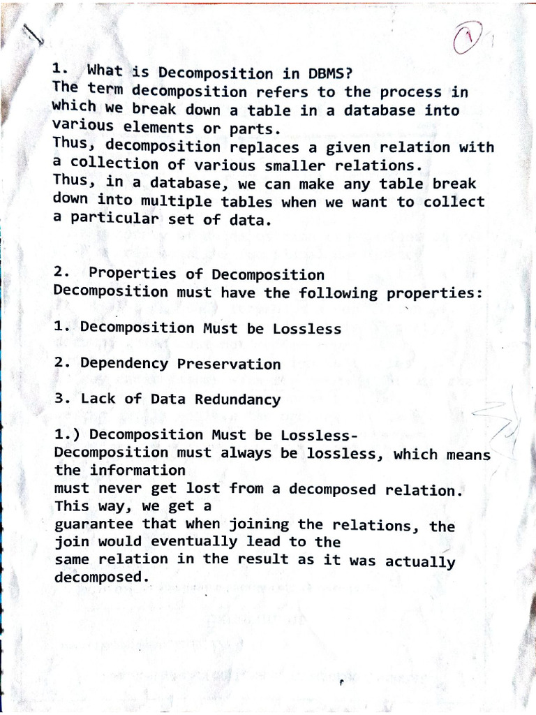 Decomposition in DBMS | PDF