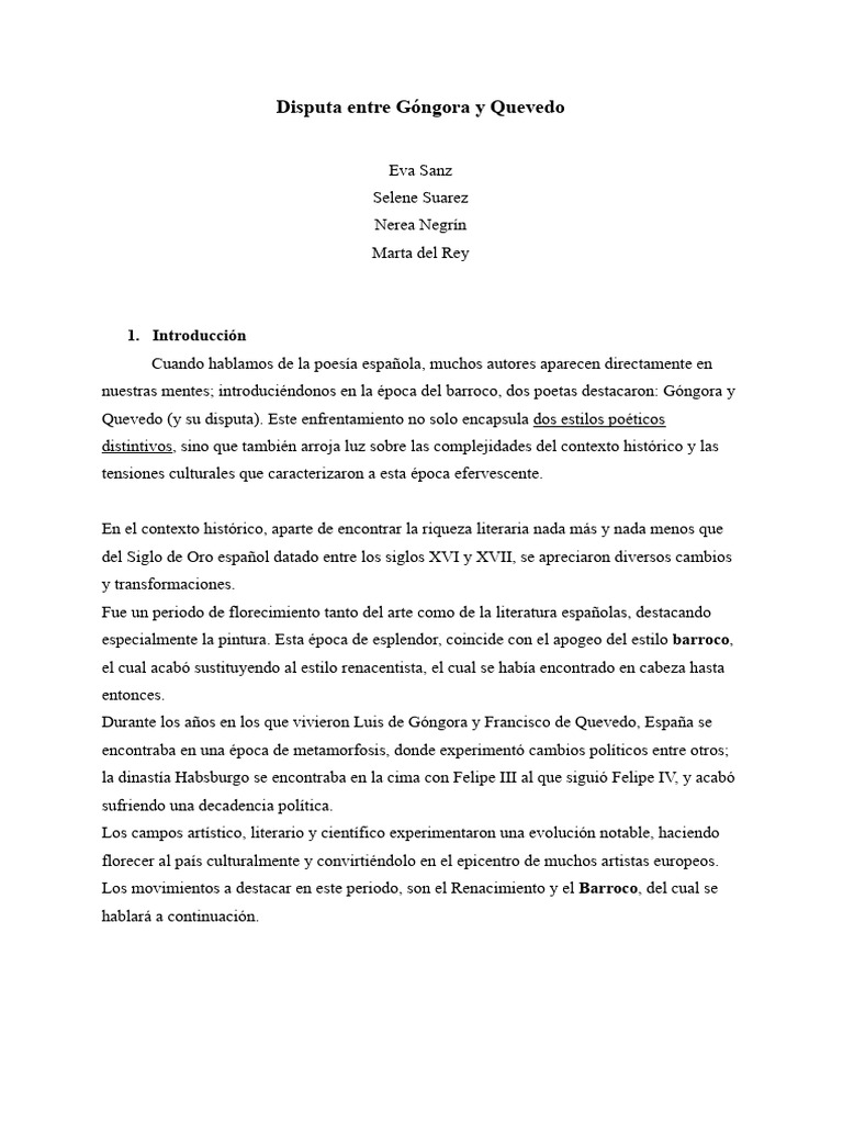 Disputa Entre Góngora y Quevedo | PDF | Barroco