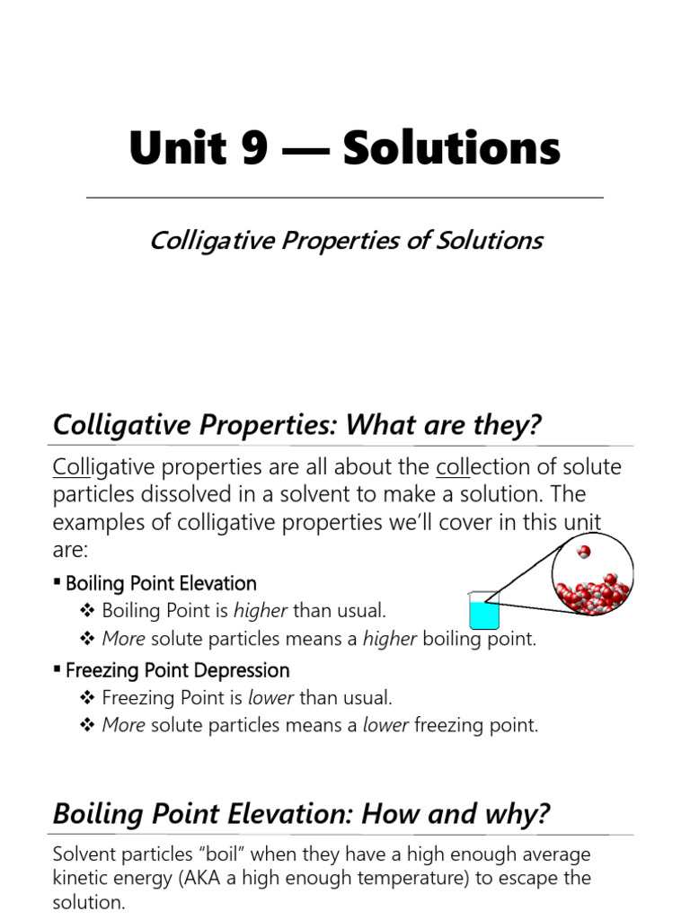 U9 A2 - Colligative Properties Notes | PDF | Scientific Phenomena ...