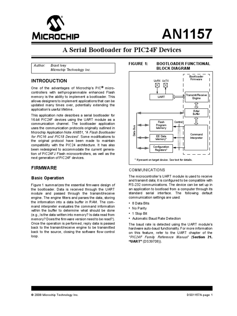 A Serial Boot Loader For Pic24f Devices Pdf Booting Flash Memory