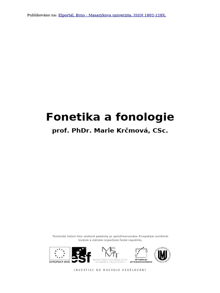 M. Krčmová - Fonetika A Fonologie | PDF