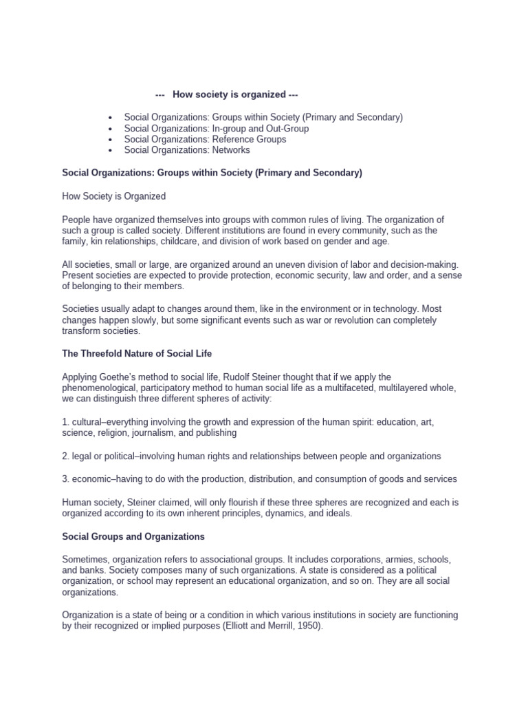 How Society Is Organized | PDF | Society | Social Group