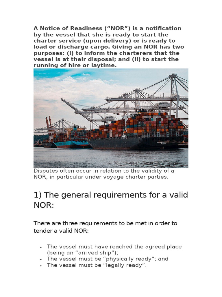 A Notice of Readiness Notes | PDF | Oil Tanker | Ships