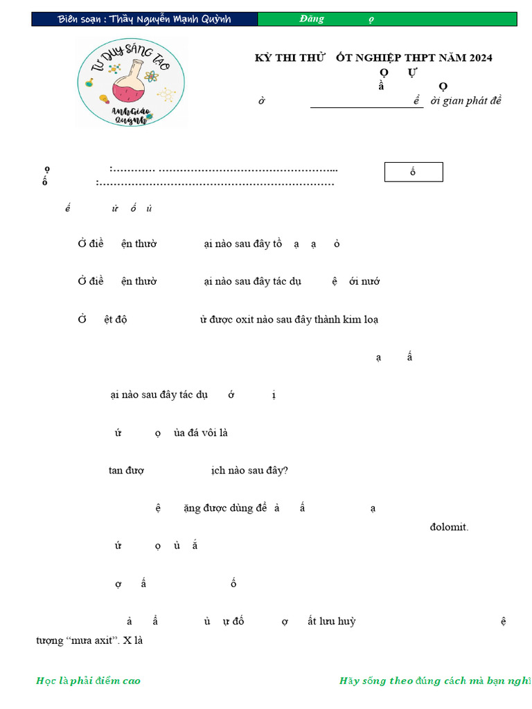Đề Thi Thử Số 7 (HS) | PDF