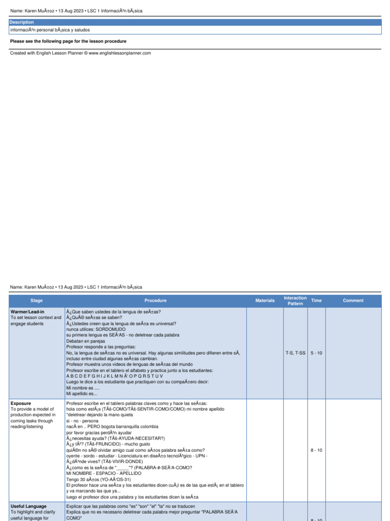 LP - LSC 1 Información Básica - Karen Muñoz | PDF