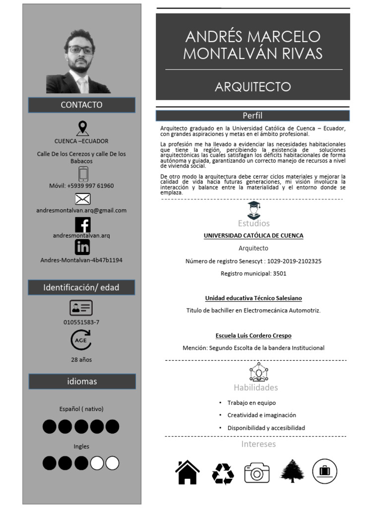 CV .Arq. ANDRÉS MARCELO MONTALVÁN RIVAS Agosto 2022 | PDF | Arquitecto