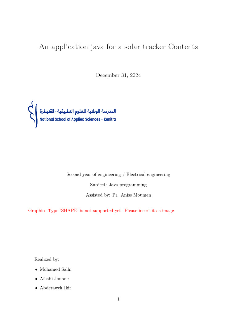 An Application Java For A Solar Tracker Contents: December 31, 2024 ...