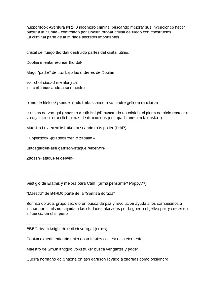 Ideas Campaña Wildemount | PDF